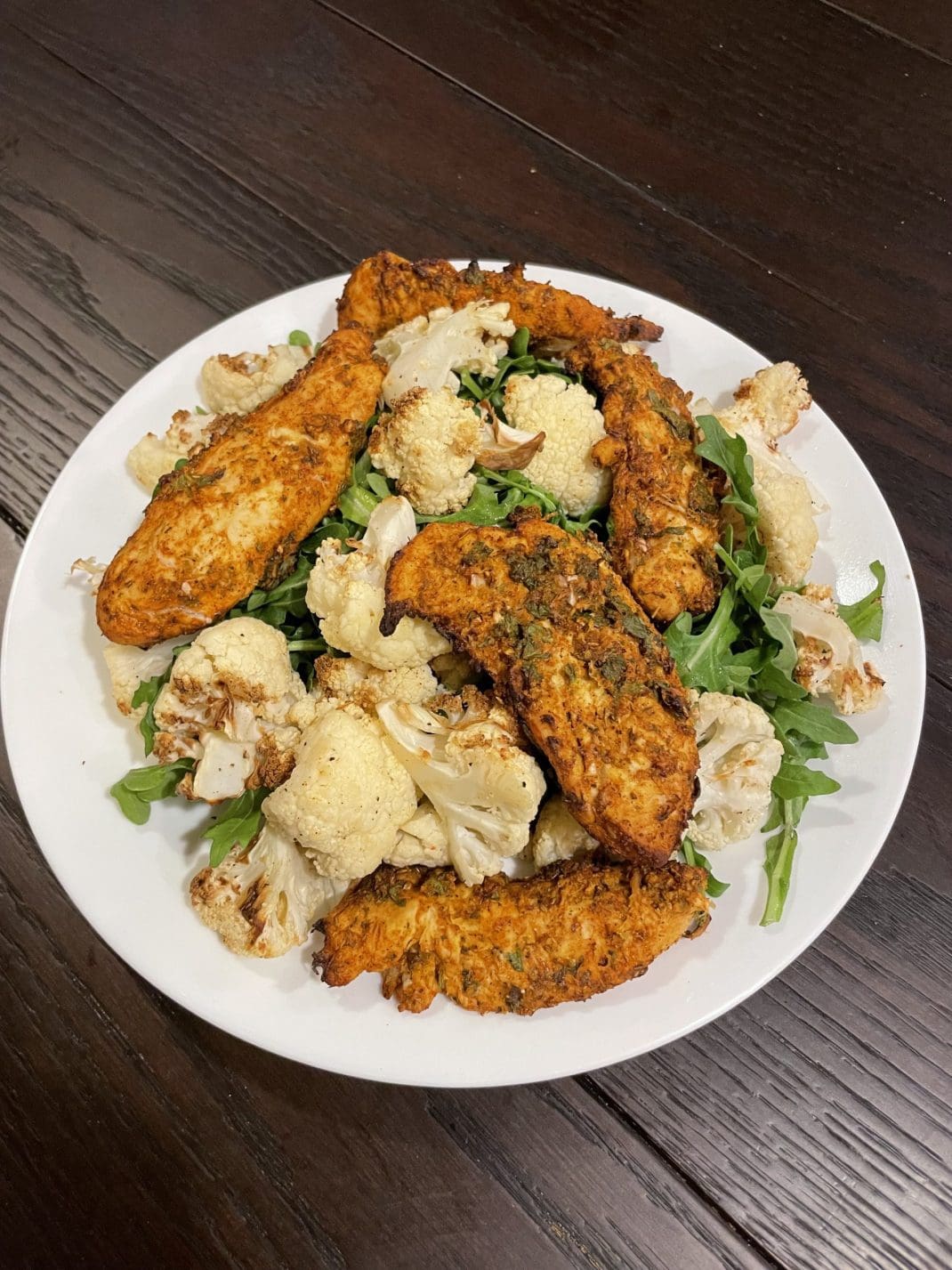 Peruvian Chicken with Roasted Cauliflower and Arugula - Alula Wellness ...